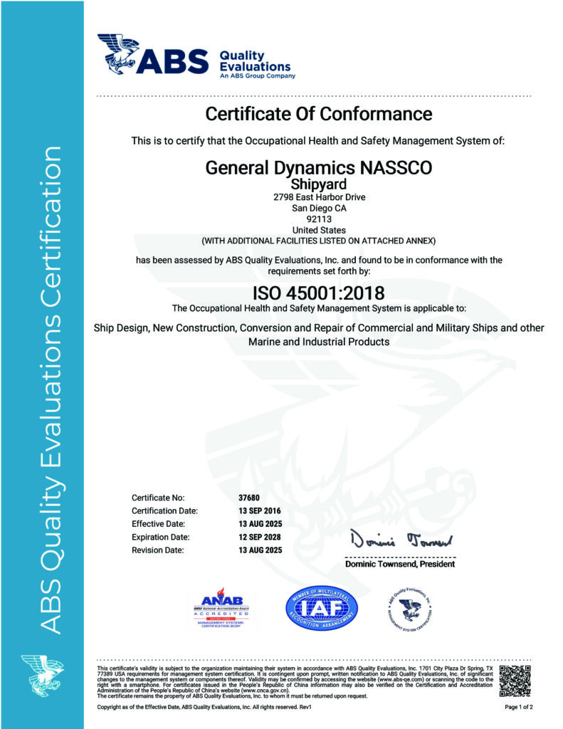 Health and Safety - General Dynamics NASSCO