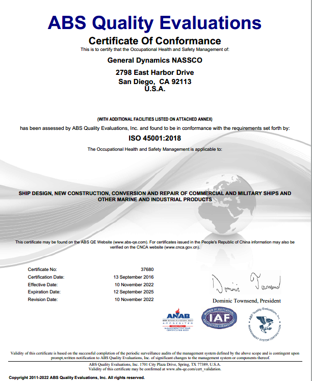 Health and Safety - General Dynamics NASSCO