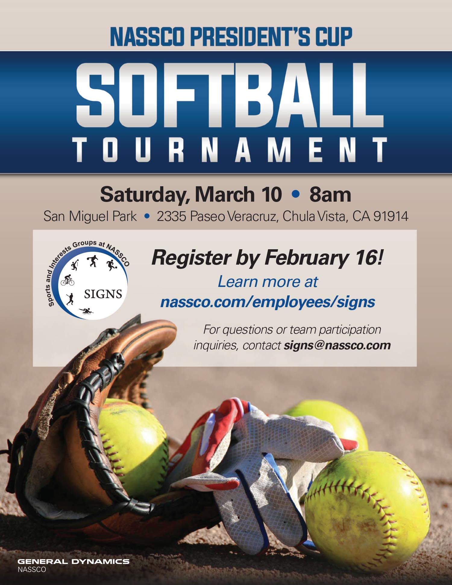 SIGNs President’s Cup Softball Tournament - General Dynamics NASSCO
